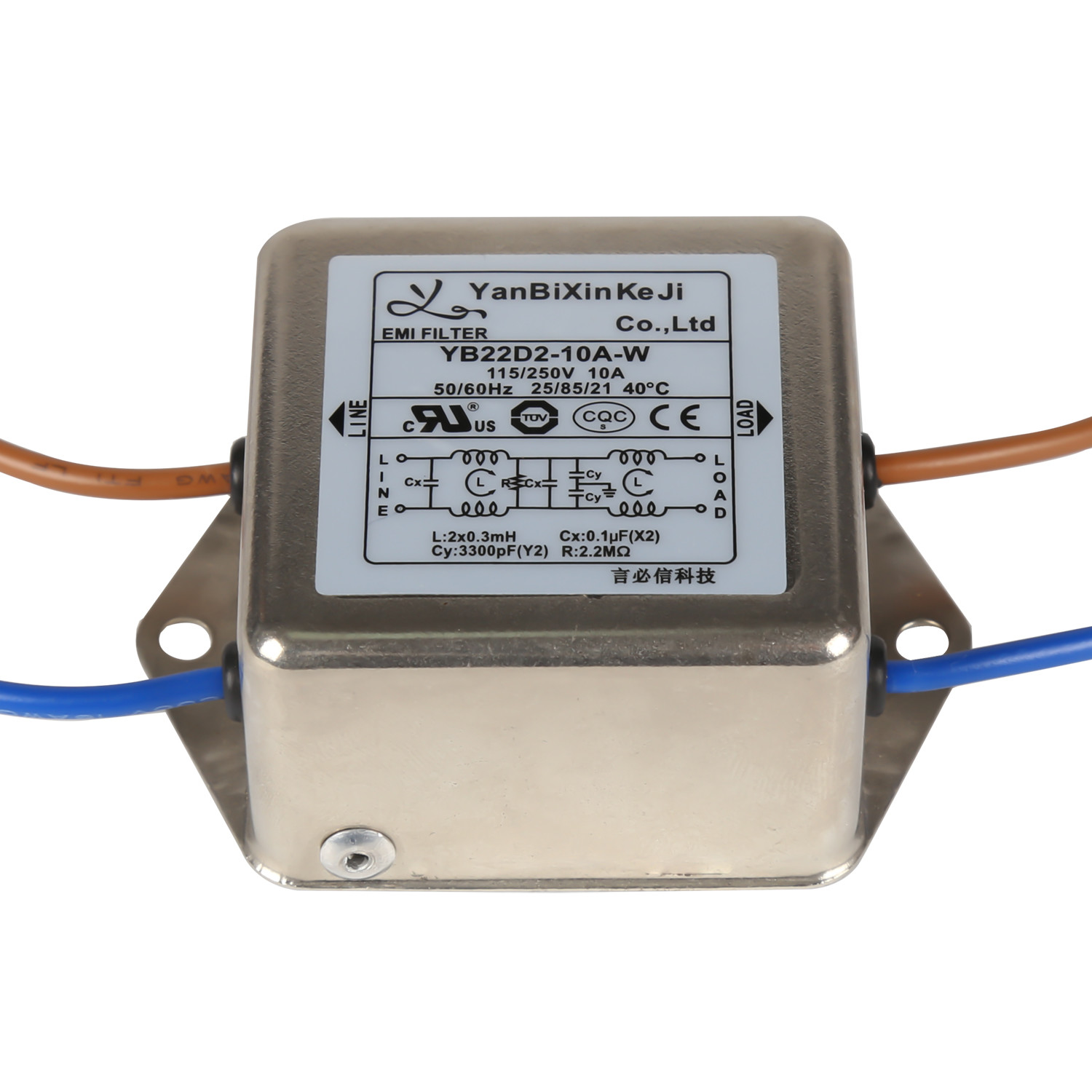 ตัวกรอง EMI เฟสเดียว ตัวกรอง EMC สองขั้นตอน ตัวกรองสายไฟความถี่ต่ำ 10A